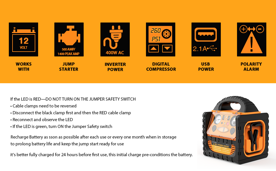 HH-715/ 6 in 1 Car Jump Starter / Tire Inflator - The Best Partner on – Tyrell Chenergy